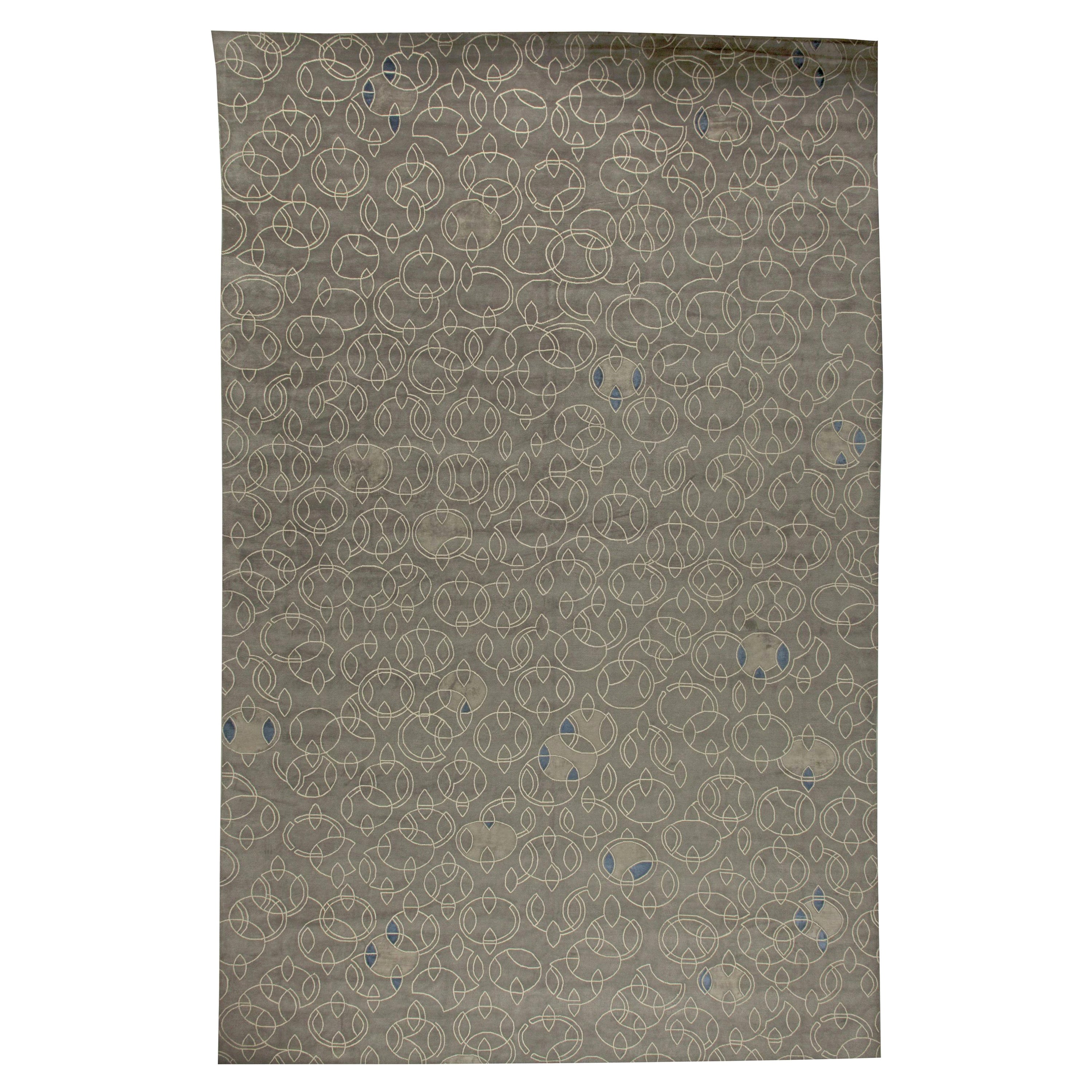 Midnight Blue Silk And Wool Modern Asterisk Rug By CARINI 8x10 For Sale ...