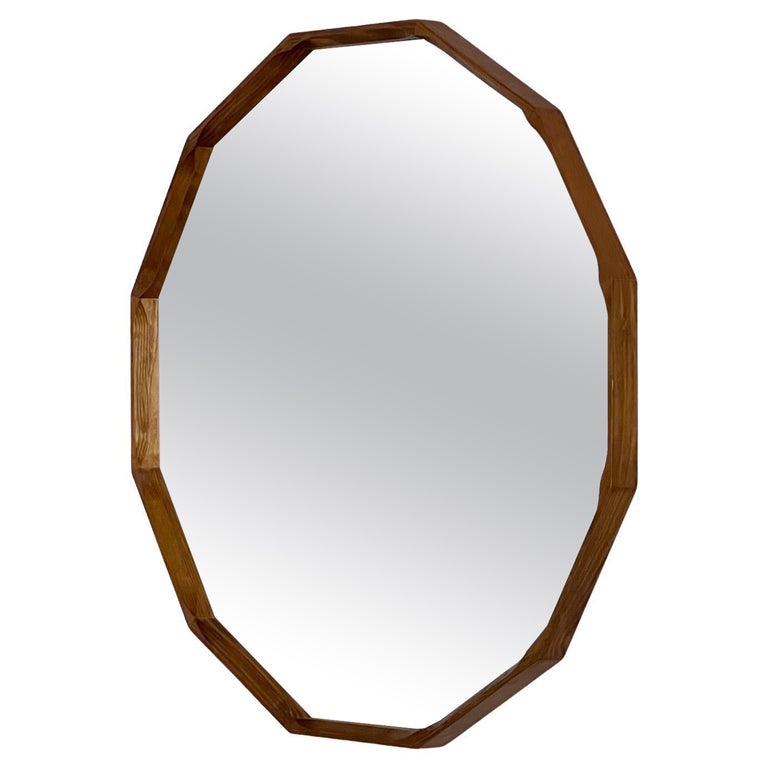 Polygonal Shape Mirror in Pine, 1970s For Sale at 1stDibs