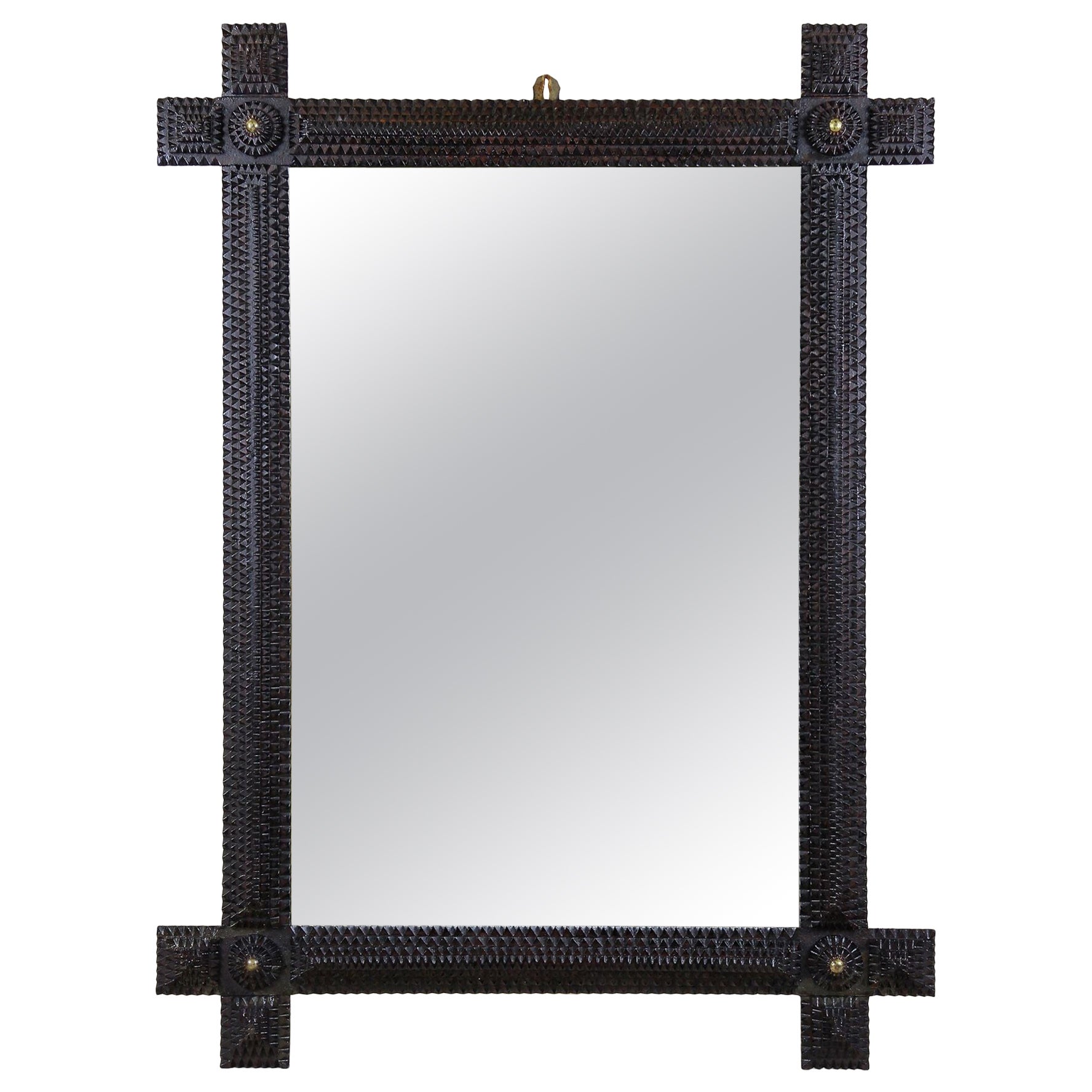 Rustic Tramp Art Wall Mirror Hand Carved, Austria circa 1880 For Sale ...