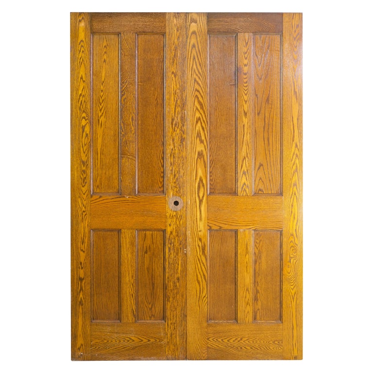 Early 20th C Pair 4 Panel Chestnut Doors Original Finish For Sale at ...
