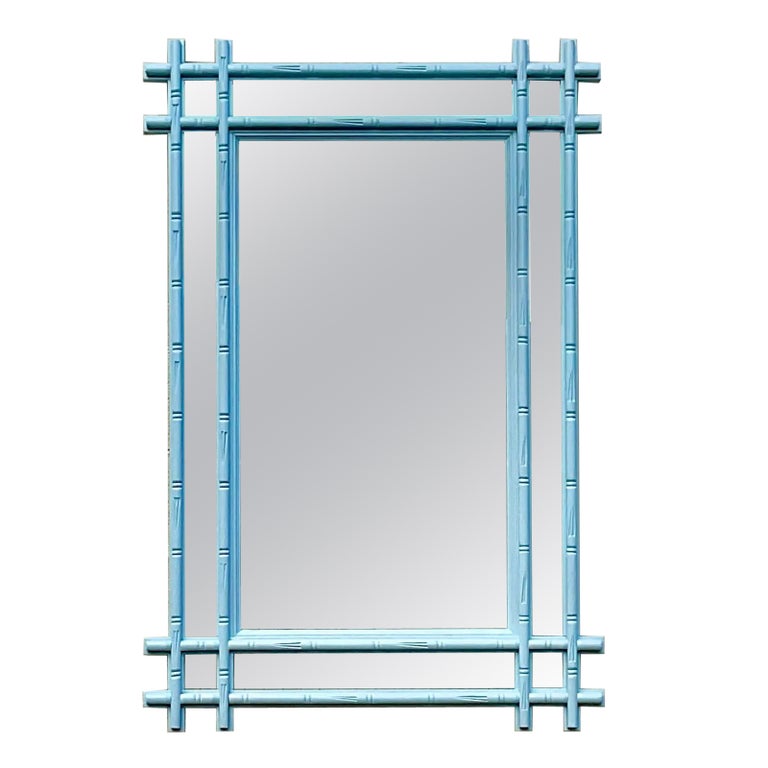 Vintage Regency Carved Bamboo Wall Mirror For Sale at 1stDibs