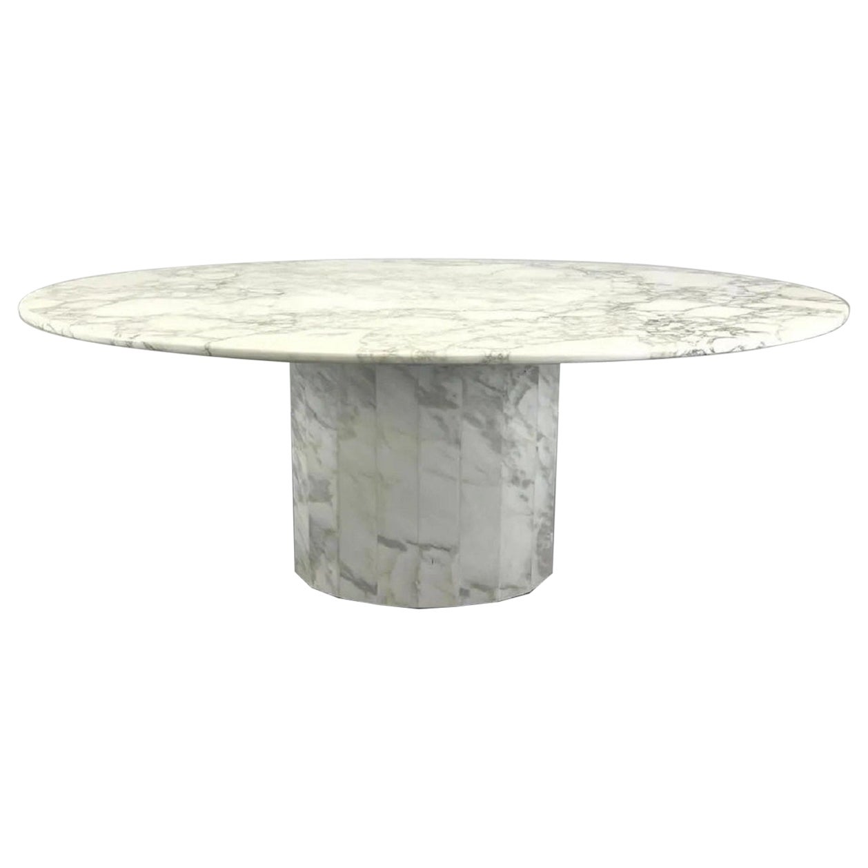 1960s, Oval Carrara Marble Dining Table For Sale at 1stDibs