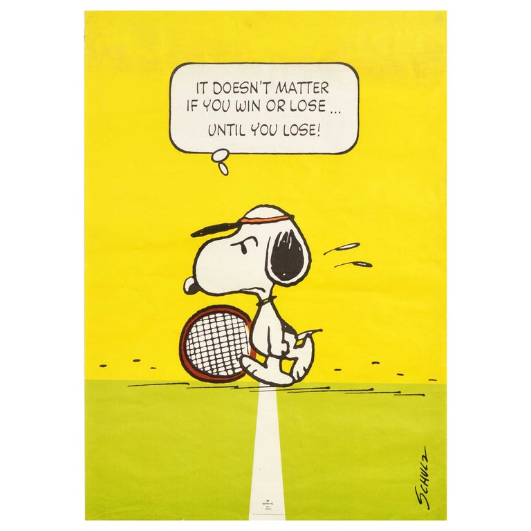 Original Vintage Snoopy Tennis Poster - It Doesn't Matter If You Win Or ...