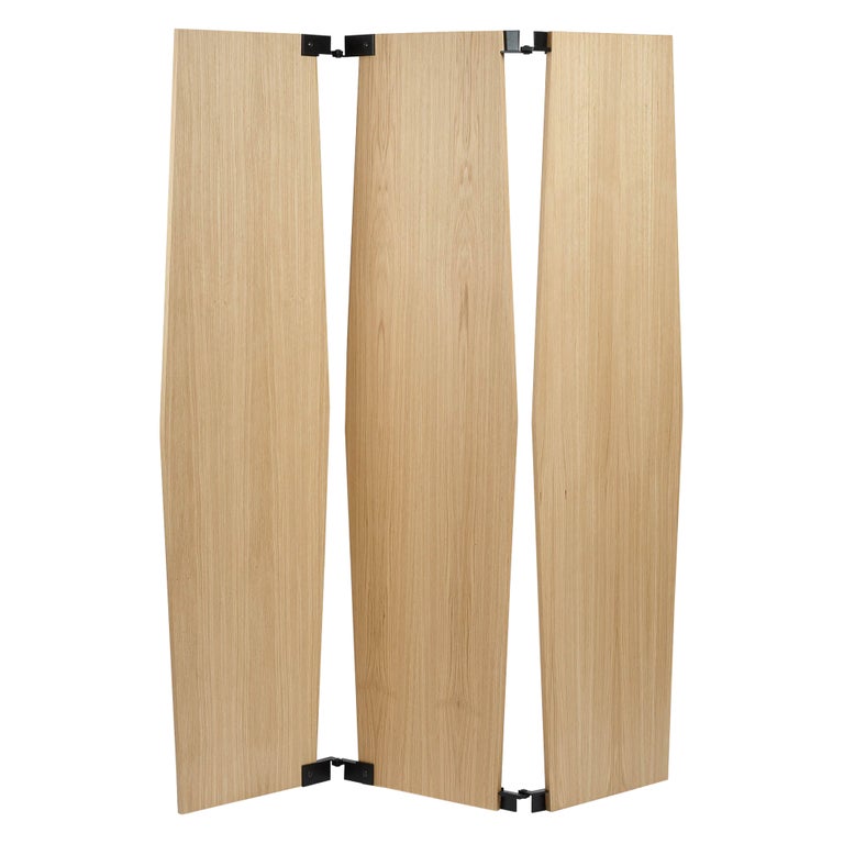 Oak and Mat Black Steel Screen For Sale at 1stDibs