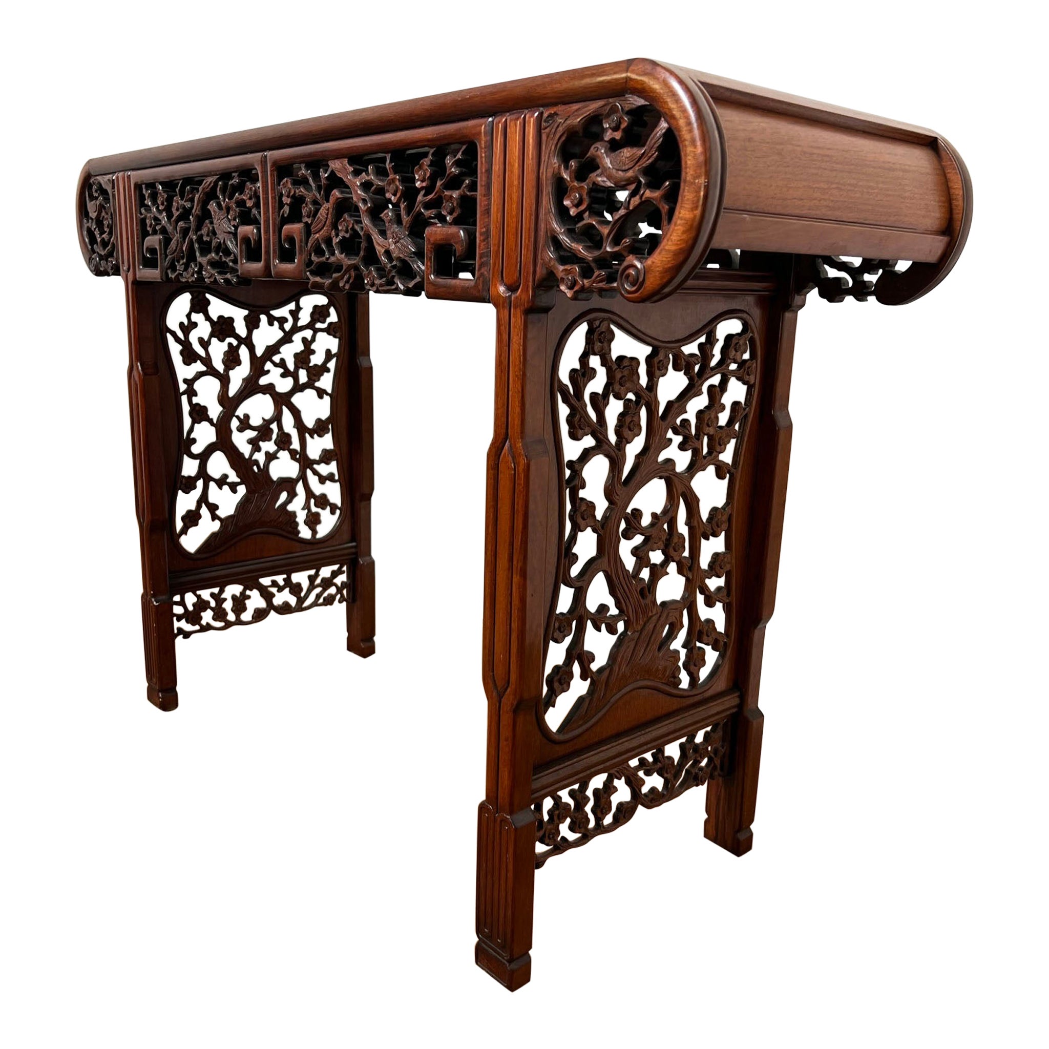 Vintage Chinese Fretwork Altar Console Table in Rosewood, circa 1960s ...