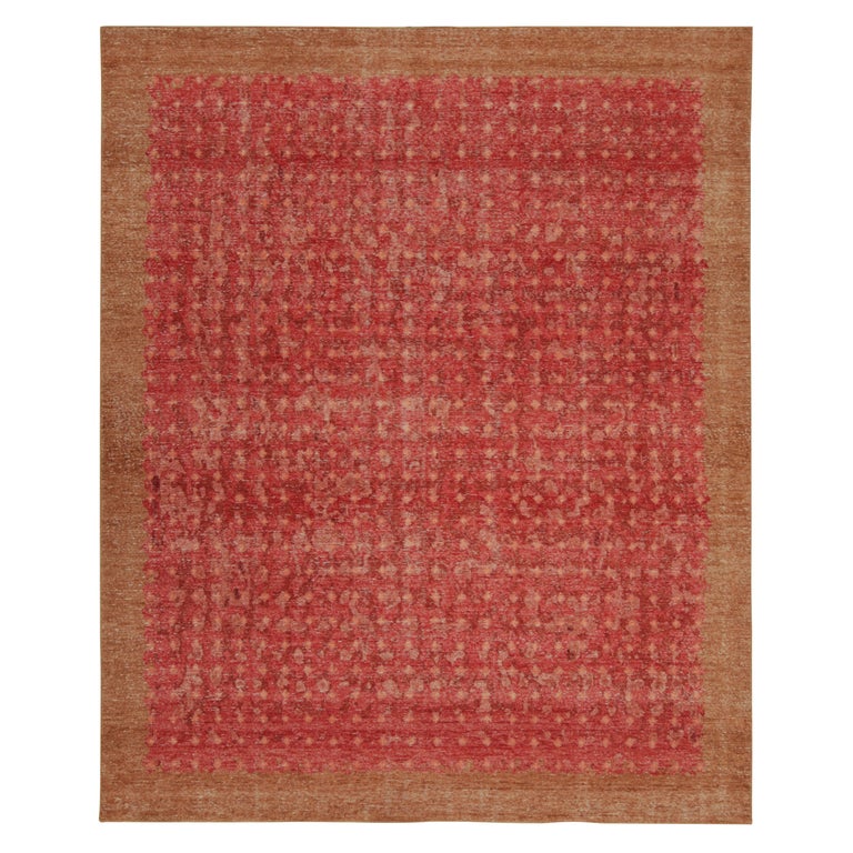 Rug and Kilim’s Distressed style Transitional rug in Red Geometric ...