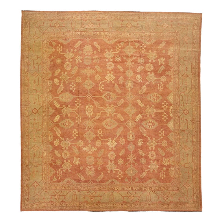 Modern Designed Oushak Handmade Designed Wool Rug with Rust Field For ...
