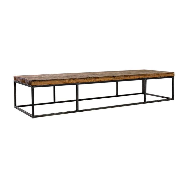 Reclaimed Wood and Metal Minimal Coffee Table For Sale at 1stDibs