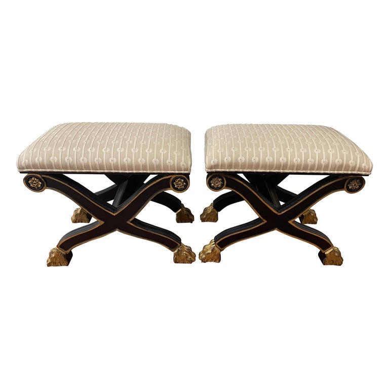 Pair of Regency Century upholstered Benches For Sale at 1stDibs