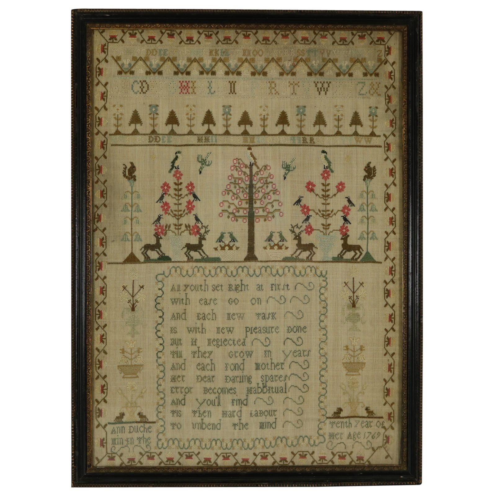 Antique Sampler, circa 1810, by Elizabeth Jump at 1stDibs
