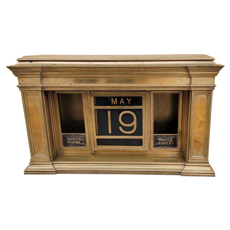 1930s Victorian Brass Perpetual Lit Date Table/Desk-Top Bank Calendar ...