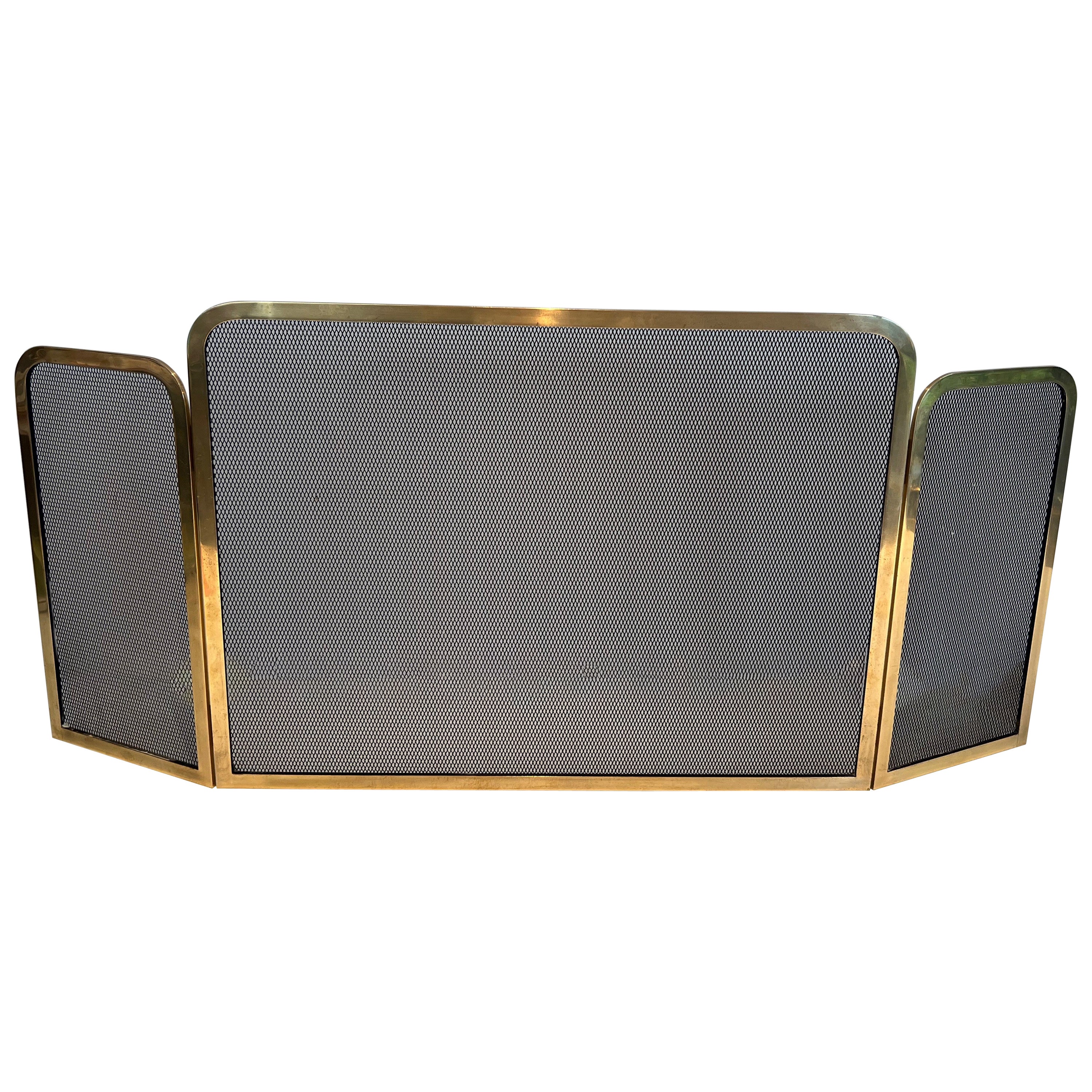 Art Deco Brass Fireplace Screen For Sale at 1stDibs