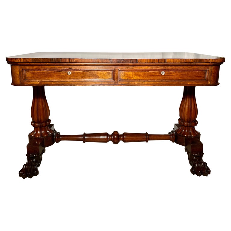 Antique English Rosewood Library Table, Circa 1860 For Sale at 1stDibs