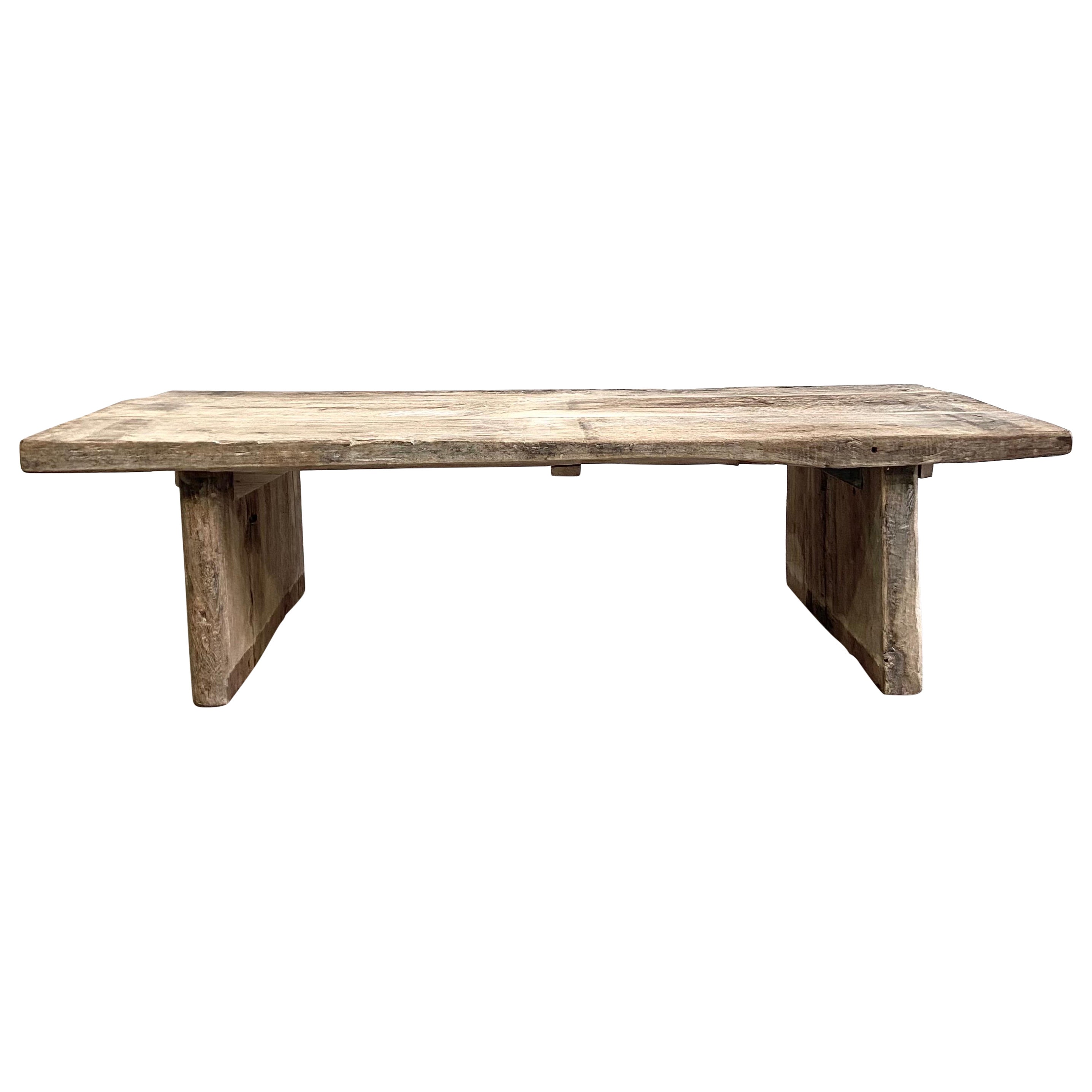 Antique Teak Wood Coffee Table Original Patina at 1stDibs