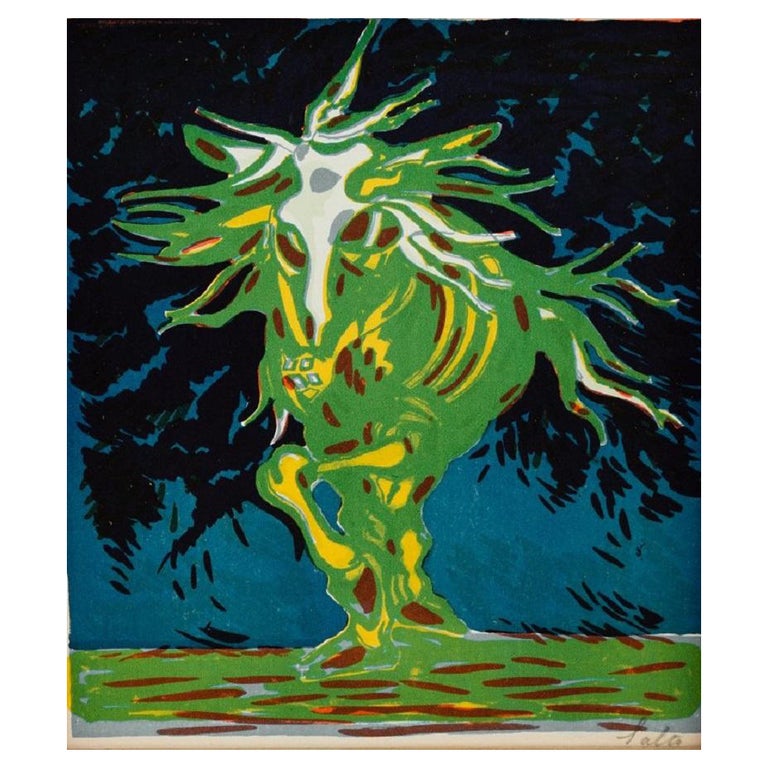 Axel Salto, Mythical beast, lithograph, "Helhesten" 1942 For Sale at ...