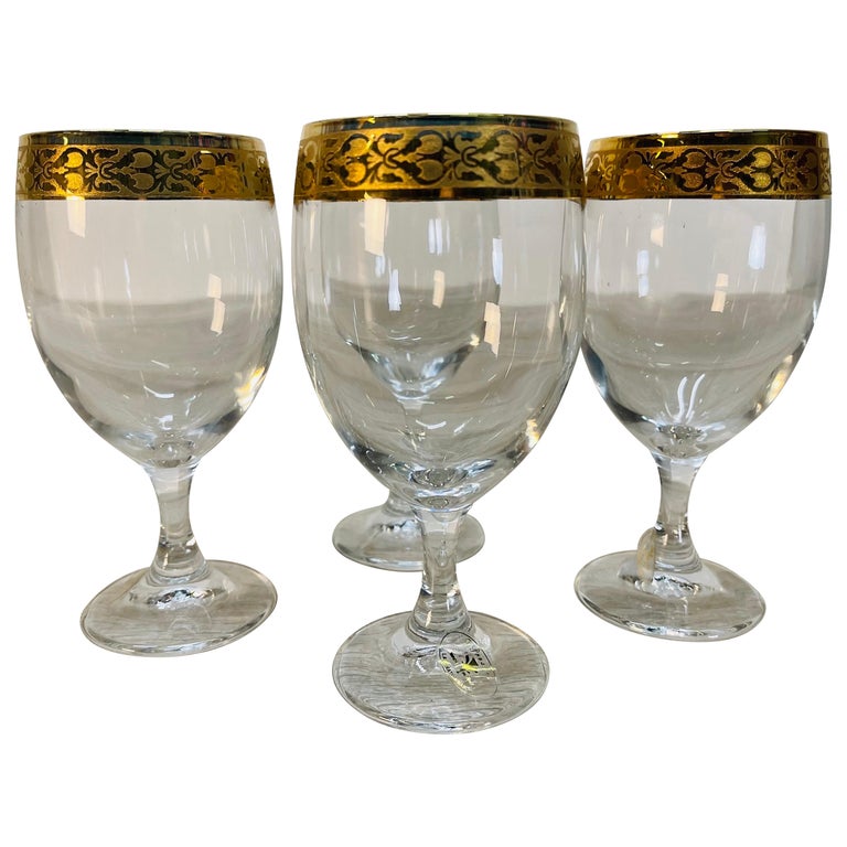 Italian Gold Rim Wine Stems, Set of 4 For Sale at 1stDibs
