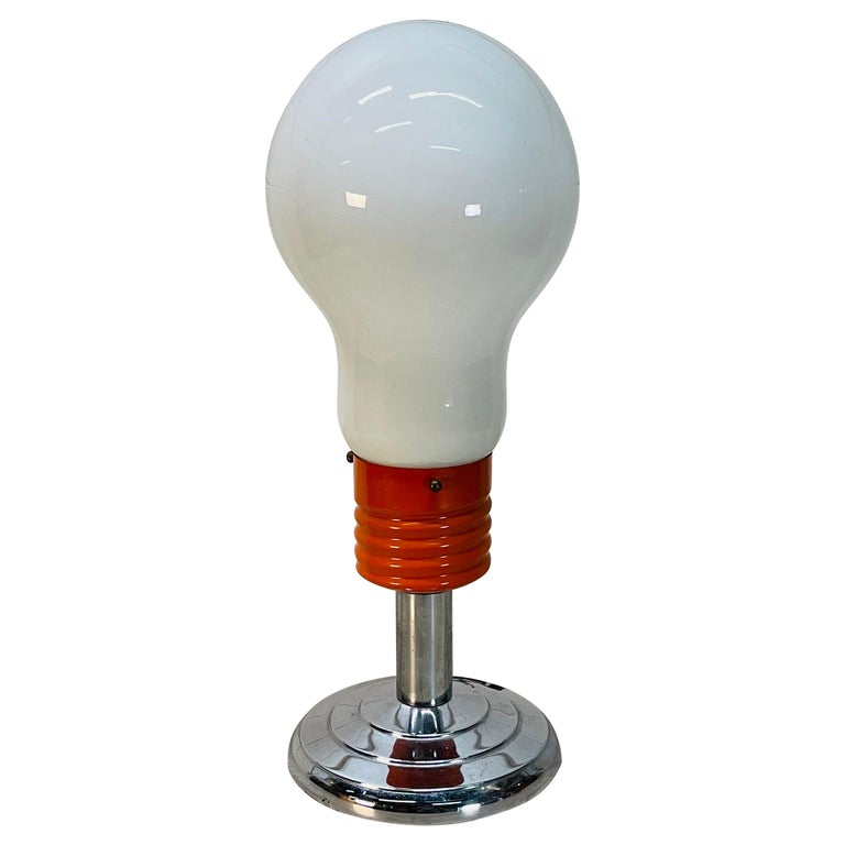 Lightbulb Table Lamp on Chrome Stand For Sale at 1stDibs