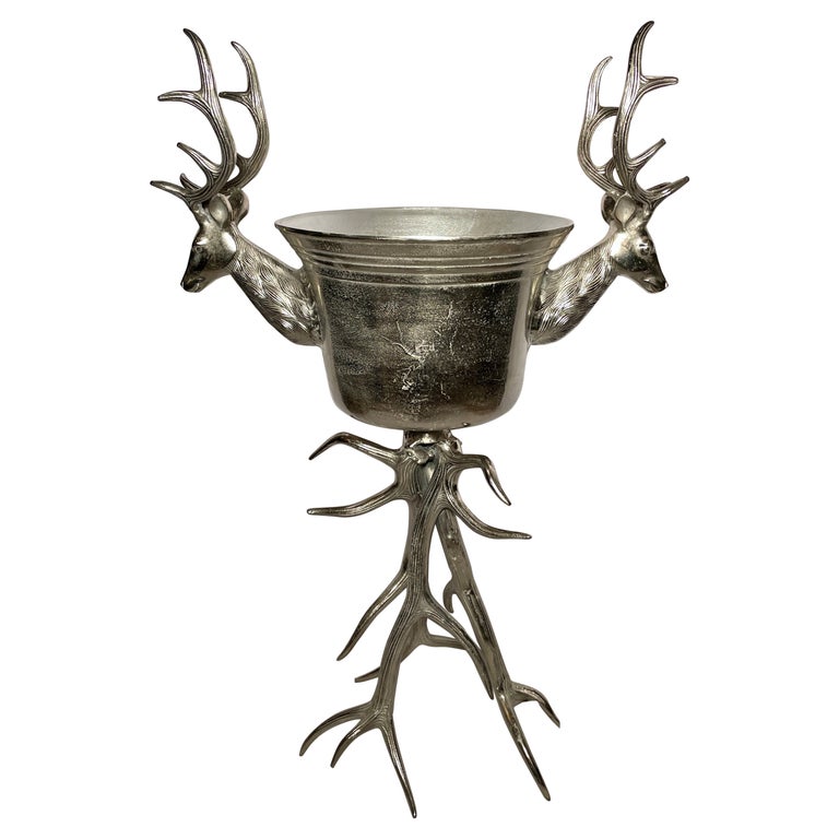 Large Silver Stag Standing Ice Bucket For Sale at 1stDibs