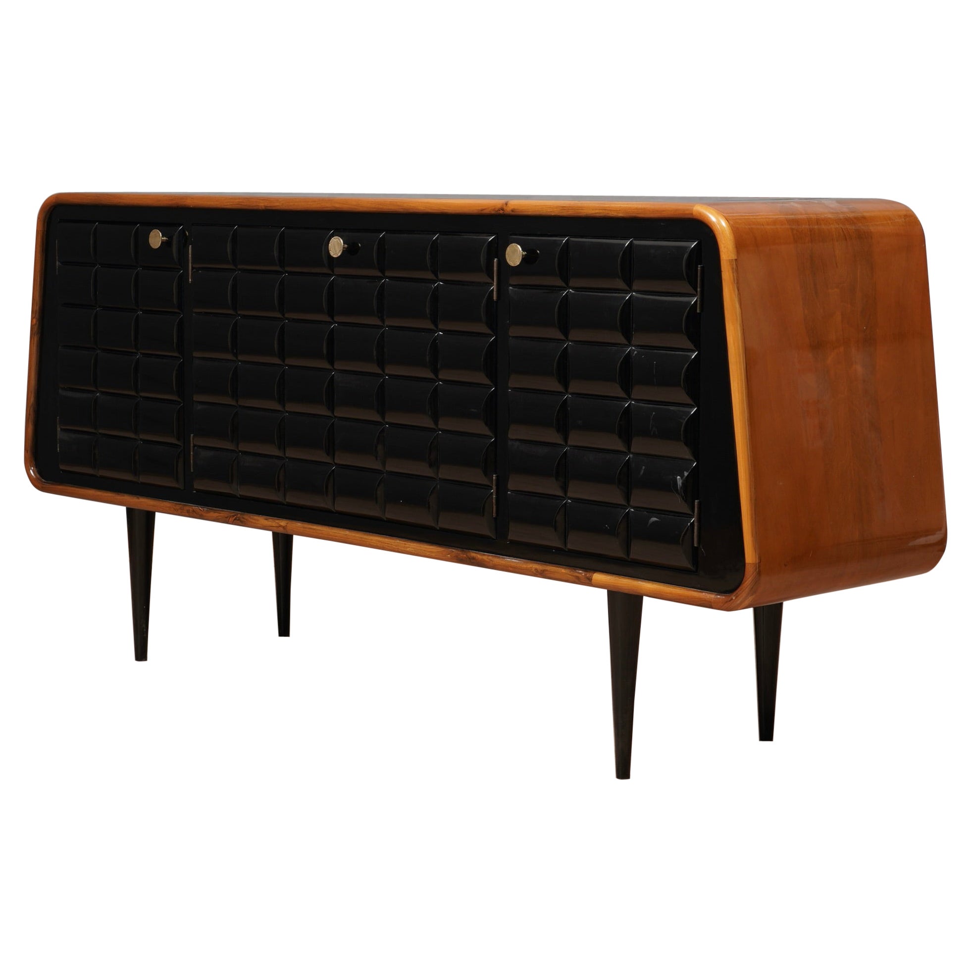 Spectacular Midcentury Italian Server, Walnut, Cane, Very Textural ...