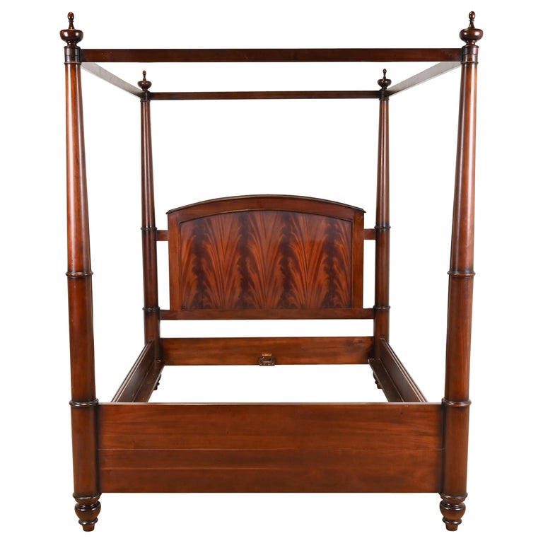 Baker Furniture Georgian Carved Flame Mahogany Four-Poster Queen Size ...