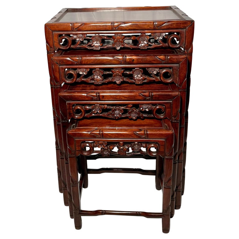 Set of Four Antique Chinese Teakwood Nest of Tables, Circa 1890 For ...