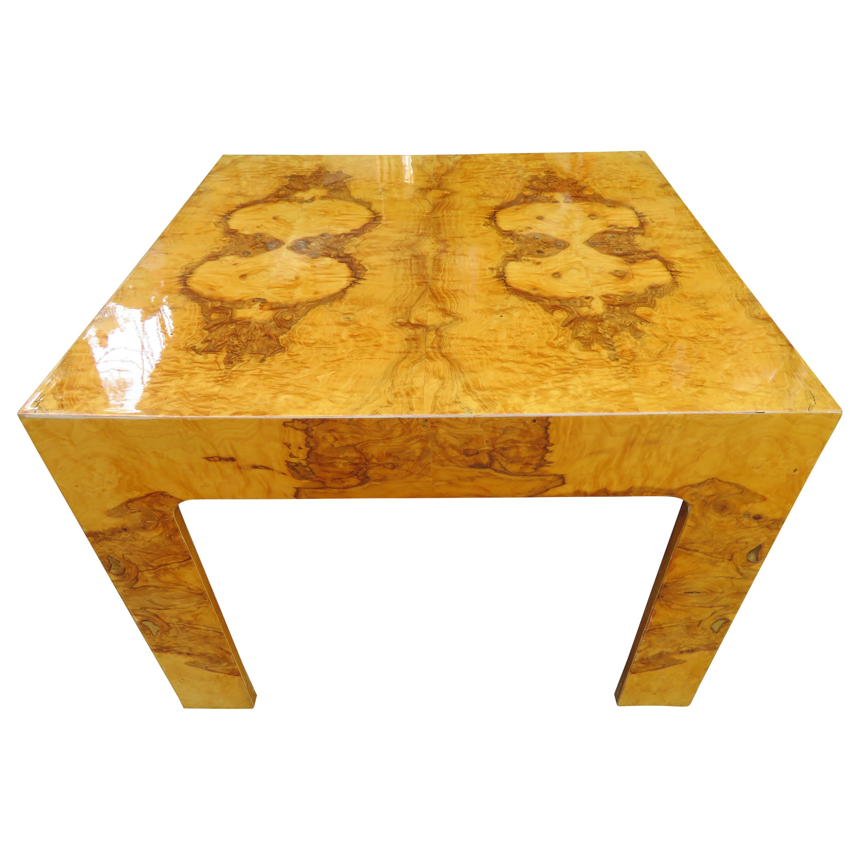 1970s Modern Chrome and Burl Wood Side Table in the Style of Milo ...
