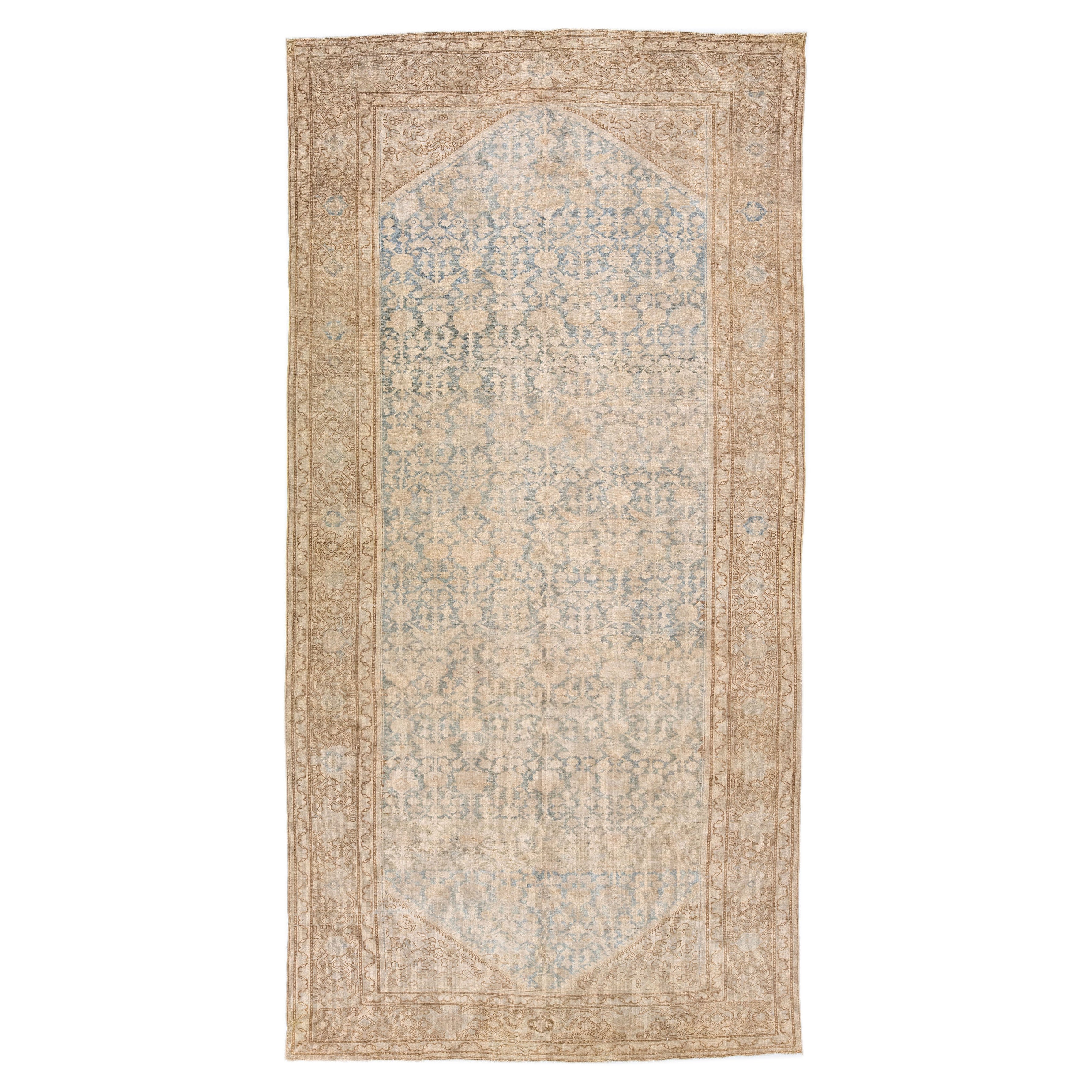 Beige 19th Century Persian Malayer Gallery Wool Rug With Allover Design ...