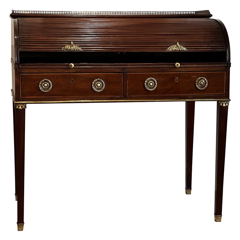 English Regency Tambour Top Writing Desk For Sale at 1stDibs