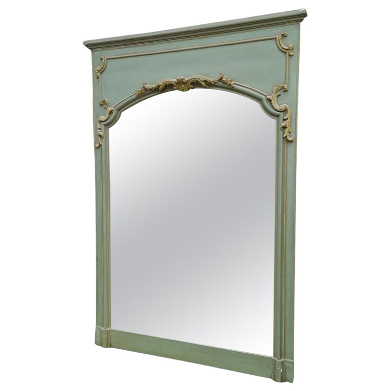 Antique Large French Mirror Painted Sage Scroll Details Panel Mirror ...