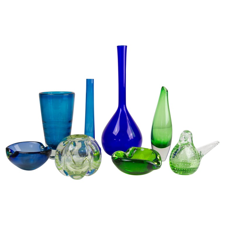 Vintage Scandinavian Glass, 1960s, Set of 8 For Sale at 1stDibs