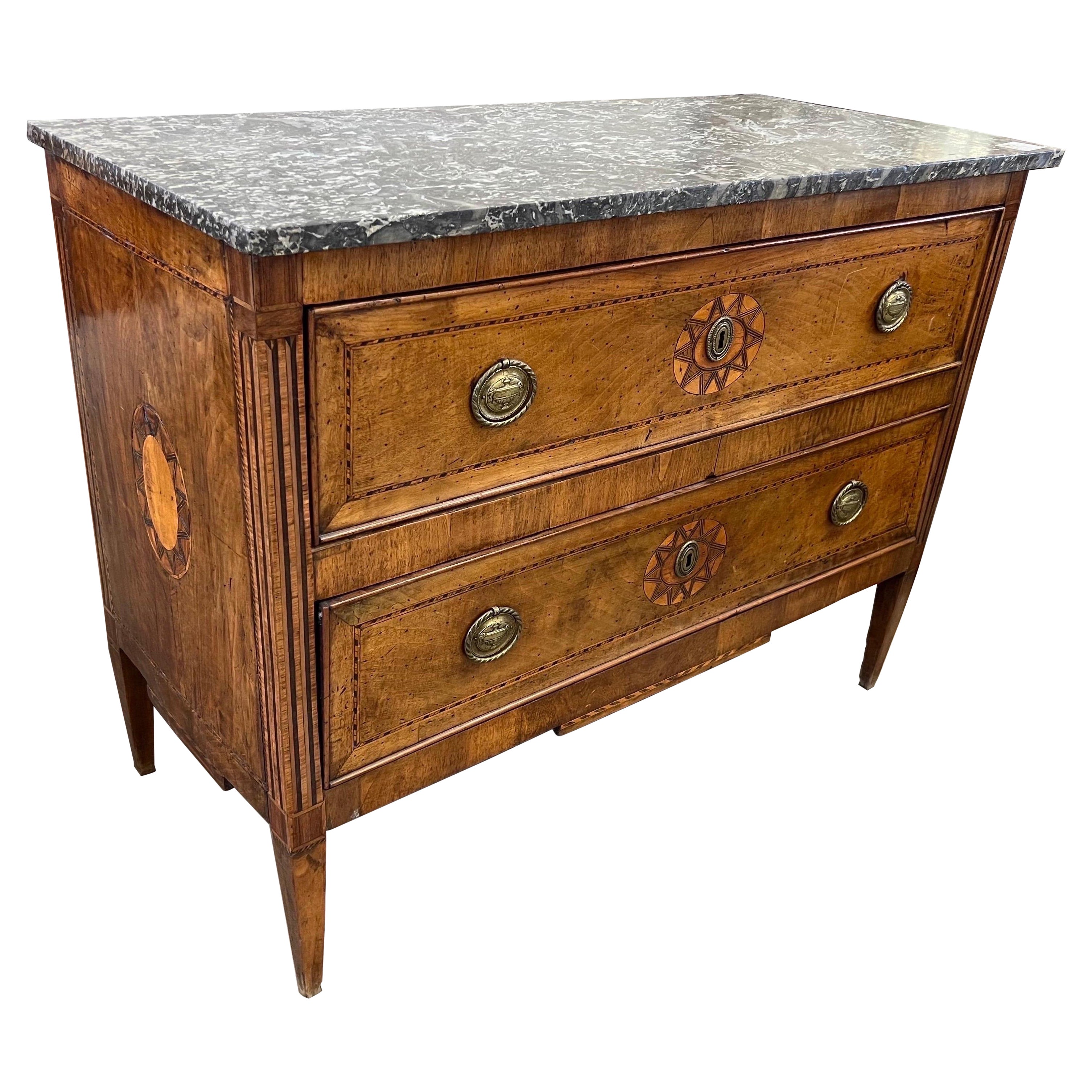 18th Century Italian Walnut Neoclassical Inlaid Commode For Sale at 1stDibs