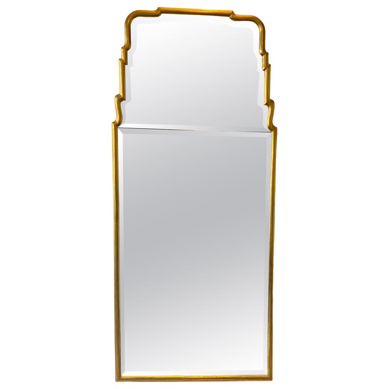 1940s Queen Anne Beveled Mirror in Gilt Wood Frame For Sale at 1stDibs