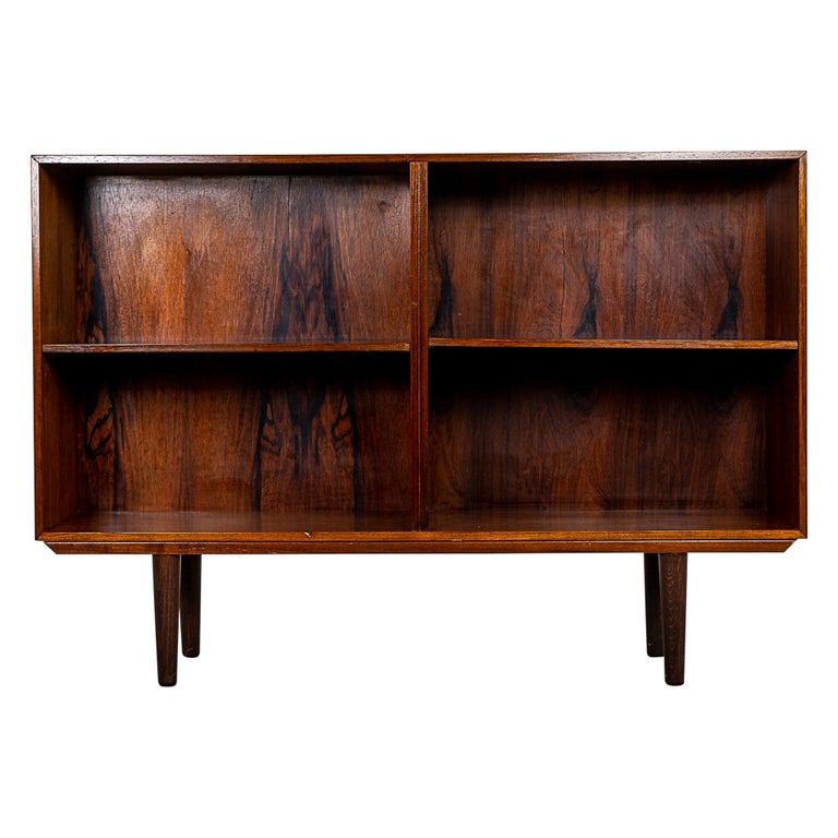 Danish Modern Rosewood Low Profile Bookcase For Sale at 1stDibs
