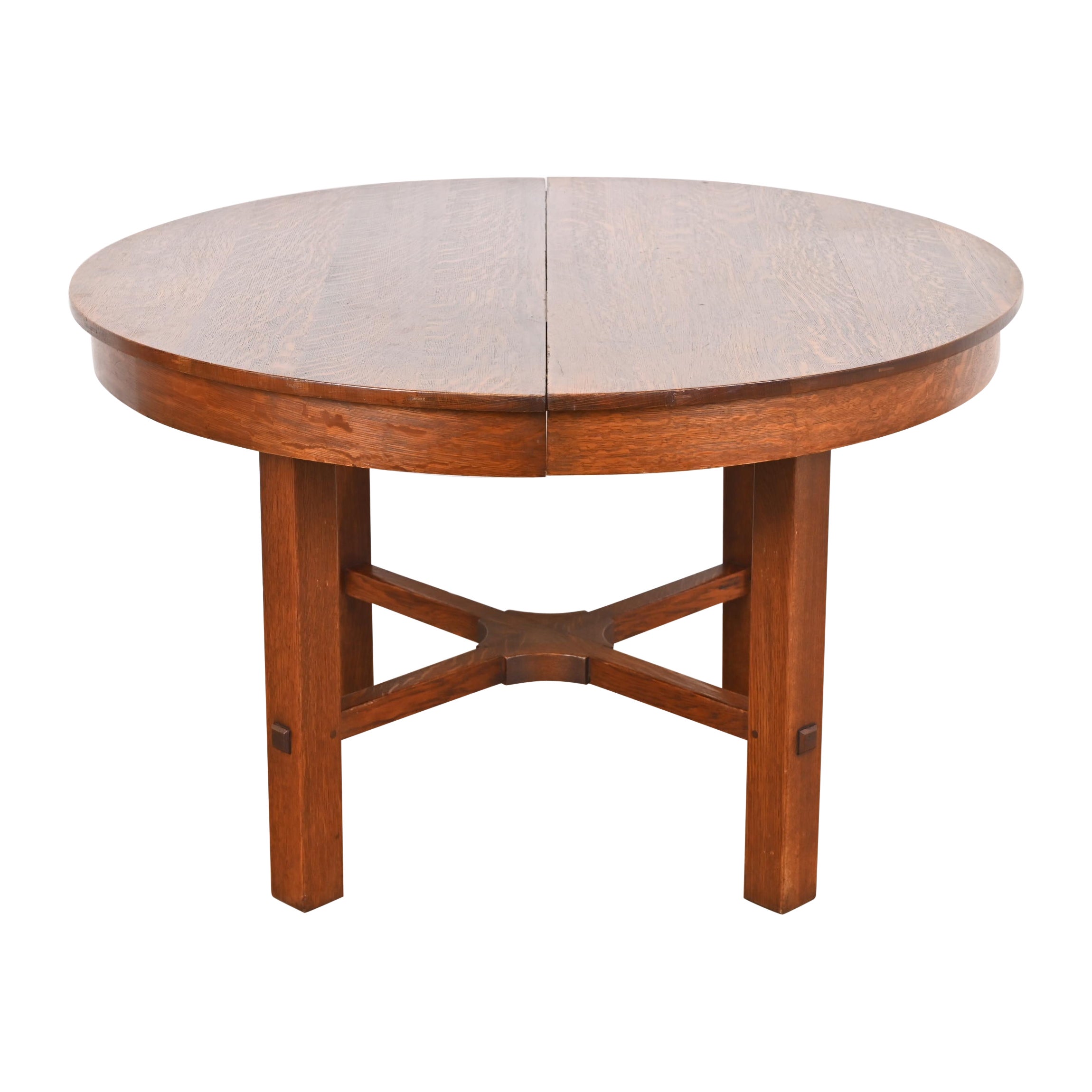 Antique Stickley Mission Oak Arts and Crafts Extension Dining Table ...