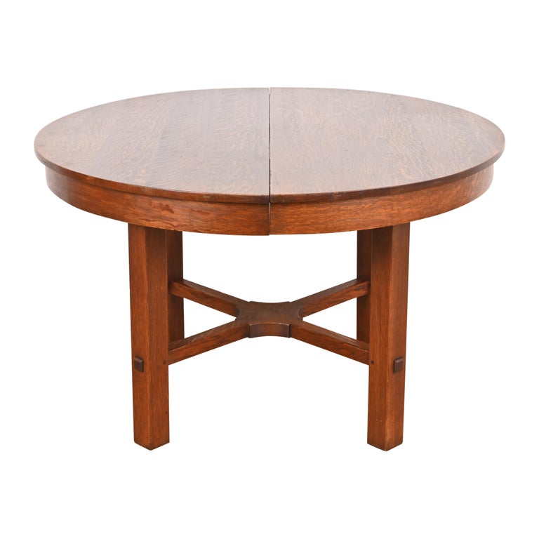 Antique Stickley Mission Oak Arts and Crafts Extension Dining Table ...