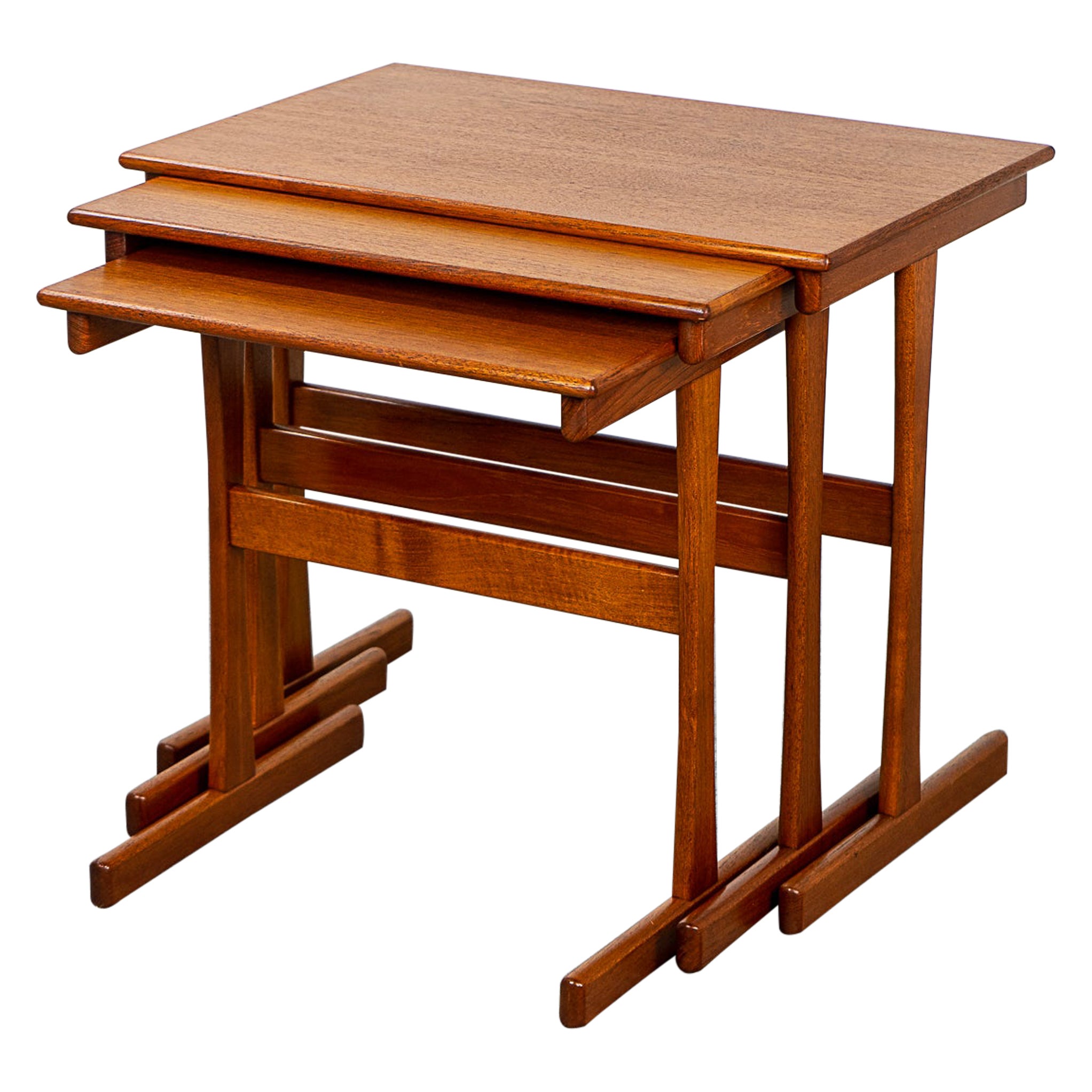 Mid-Century Walnut Nesting Tables from Lane at 1stDibs