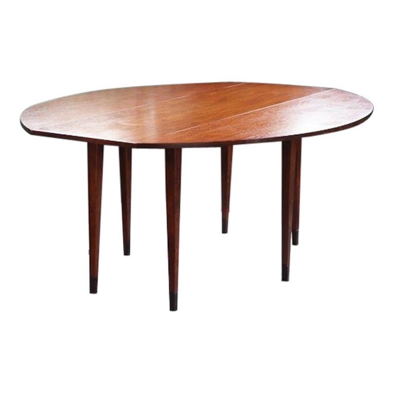 Mid Century Oval Walnut Drop Leaf Gate Leaf Dining Table by Edward Wormley, 1960 For Sale at 1stDibs