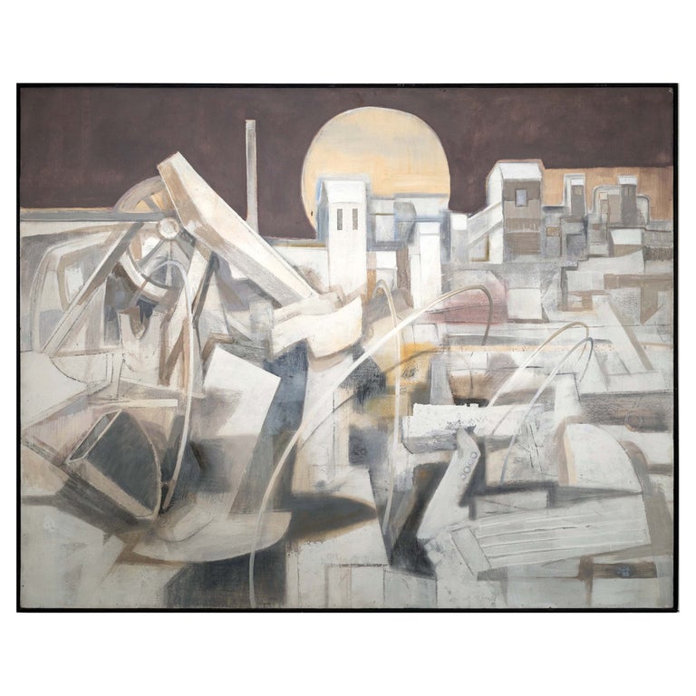 Zubel Kachadoorian Industrial Yards 1988 Signed Acrylic Painting on ...
