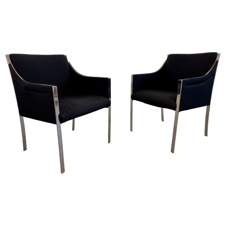 Scarce Pair of Jens Risom Sculptural Chromed Steel Easy Chairs For Sale ...