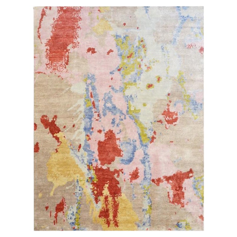 Silk and Wool Abstract Rug Design For Sale at 1stDibs