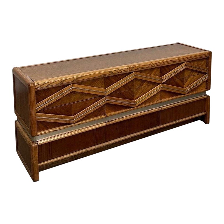 Zig Zag Post Modern Oak Chest Of Drawers For Sale at 1stDibs