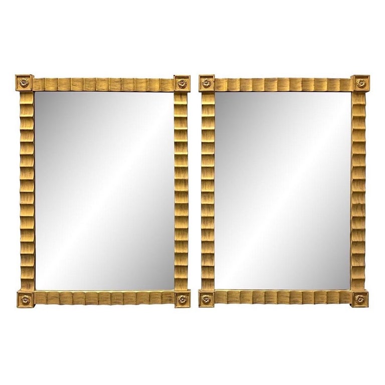 Vintage Classical Modern Gold Tone Wall Mirrors with Waterfall Design ...