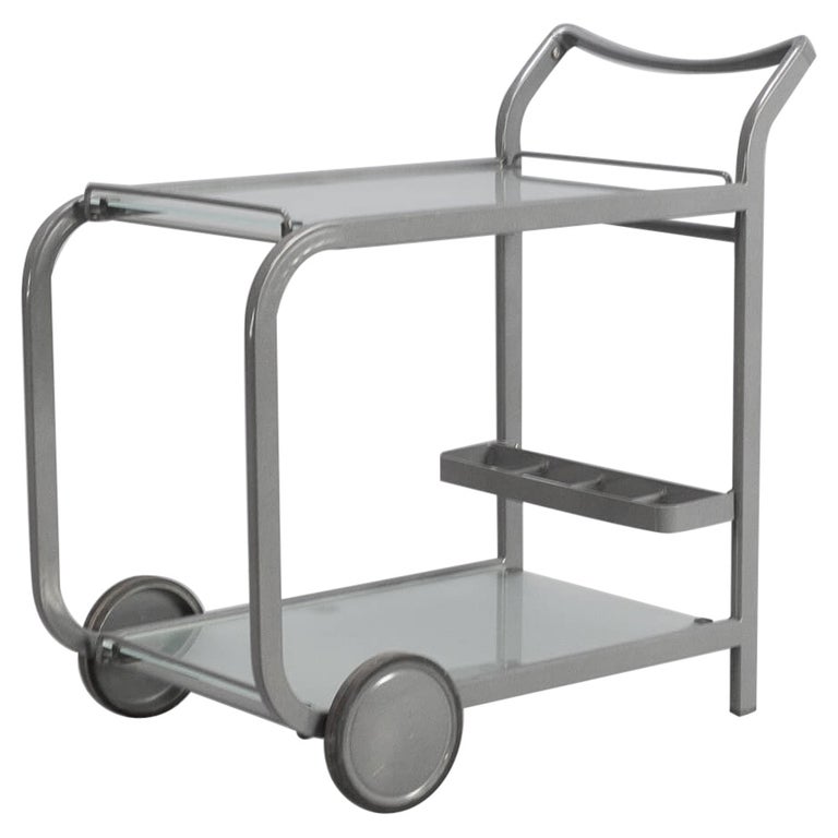 Postmodern Metal and Glass Serving Trolley For Sale at 1stDibs