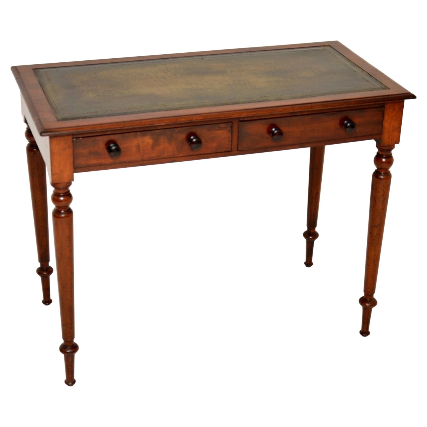 Antique French Writing Table with Drawers and Green Leather Top, circa ...