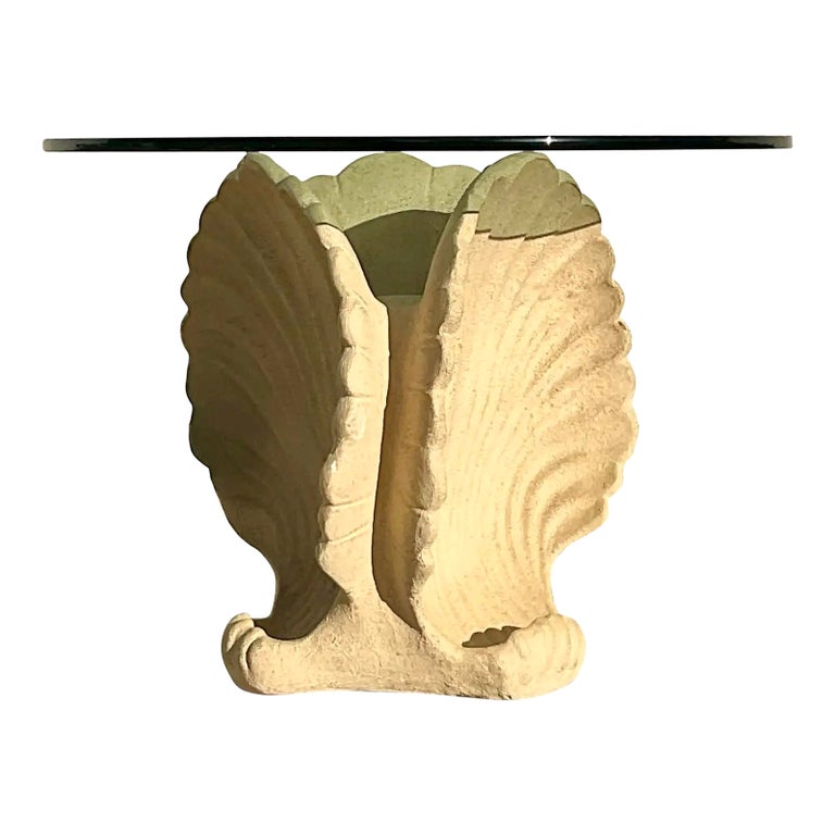 Vintage Coastal Plaster Clamshell Table For Sale at 1stDibs