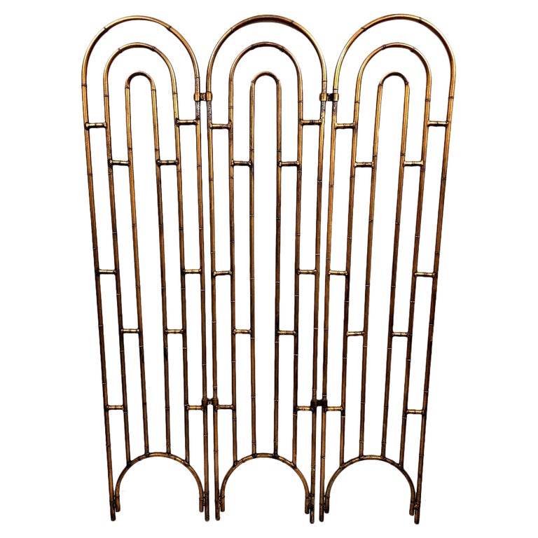 Vintage Room Divider Screen Paravent Regency Steampunk Steel For Sale ...