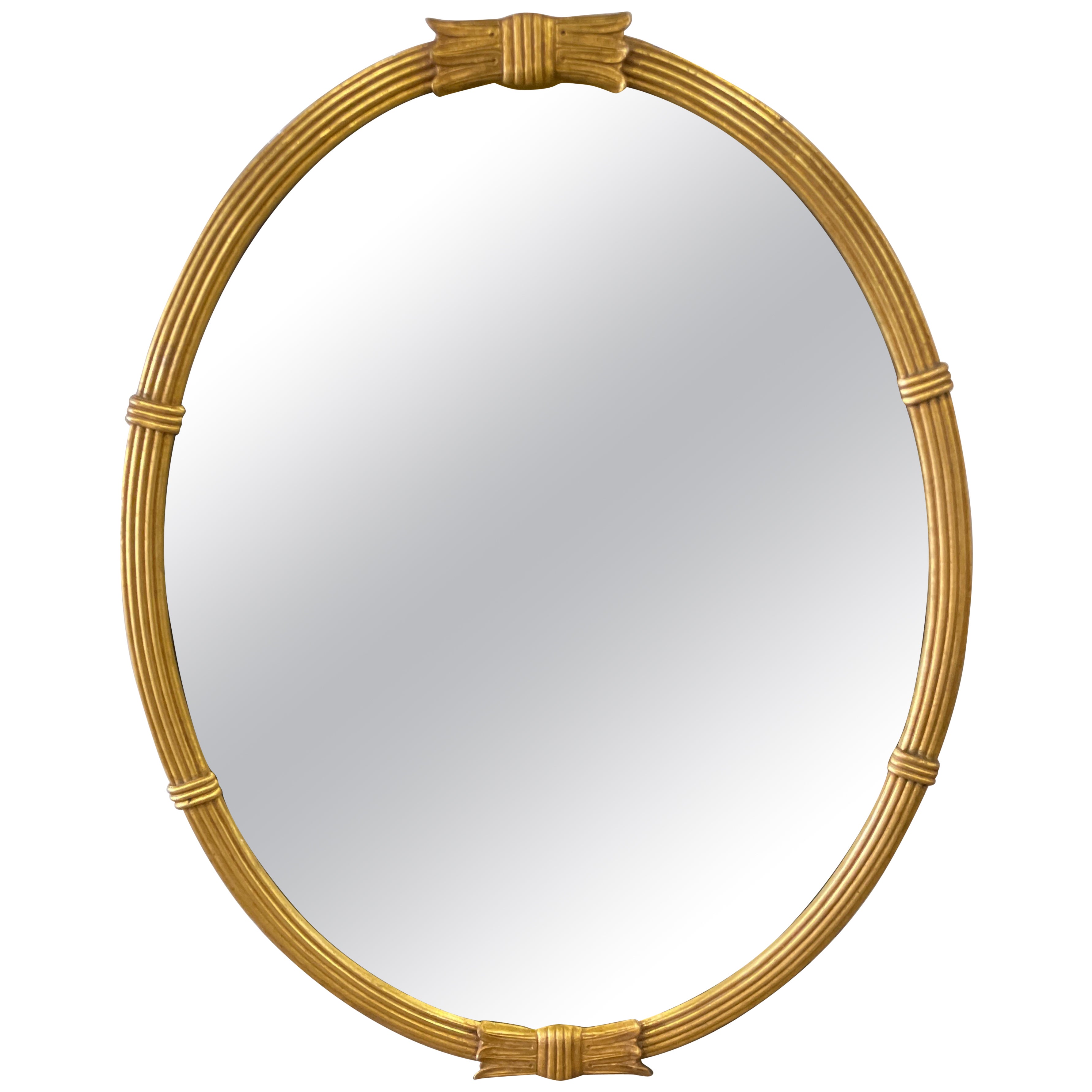 Art Deco Style Dark Mahogany Oval Wood Mirror by Barbara Barry for ...