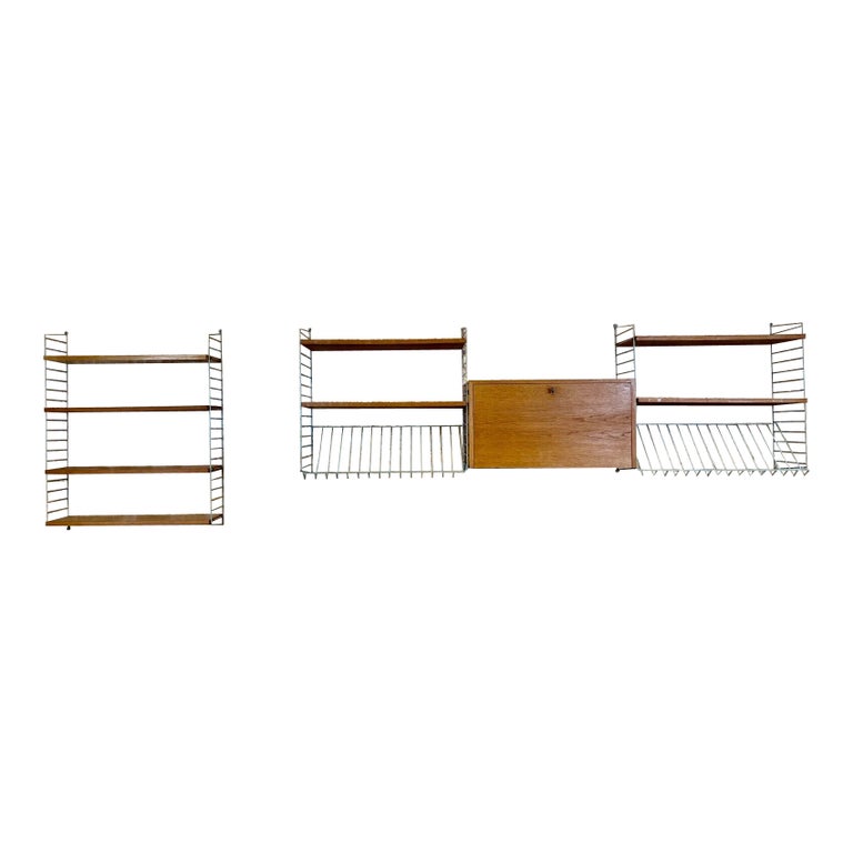 60's 70's oak string shelf module by Kajsa and Nils "Nisse" Strinning ...