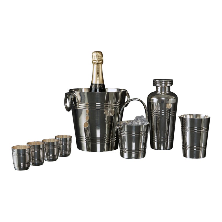Eight piece silver-plated cocktail set For Sale at 1stDibs
