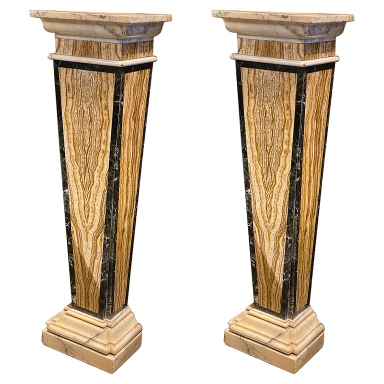Stunning Pair of Italian Neoclassical Inlaid Marble Bases or Pedestals ...